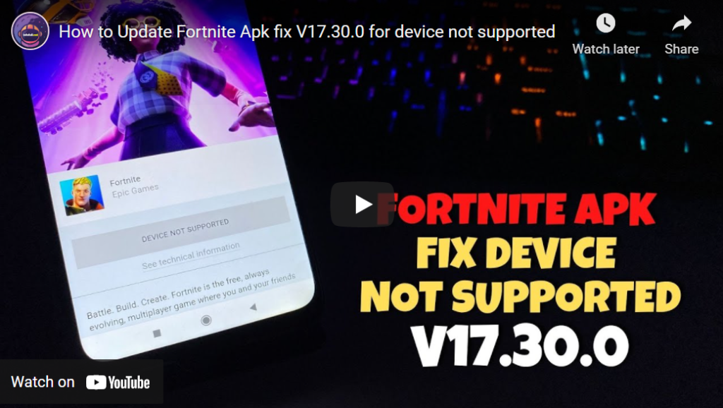 How to Install Fortnite Apk V17.30.0 Fix Device Not Supported For ...
