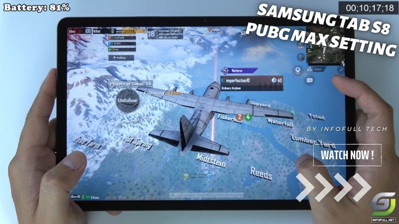 Samsung Galaxy Tab S8 test game PUBG Max Setting | Snapdragon 8 Gen 1 ...