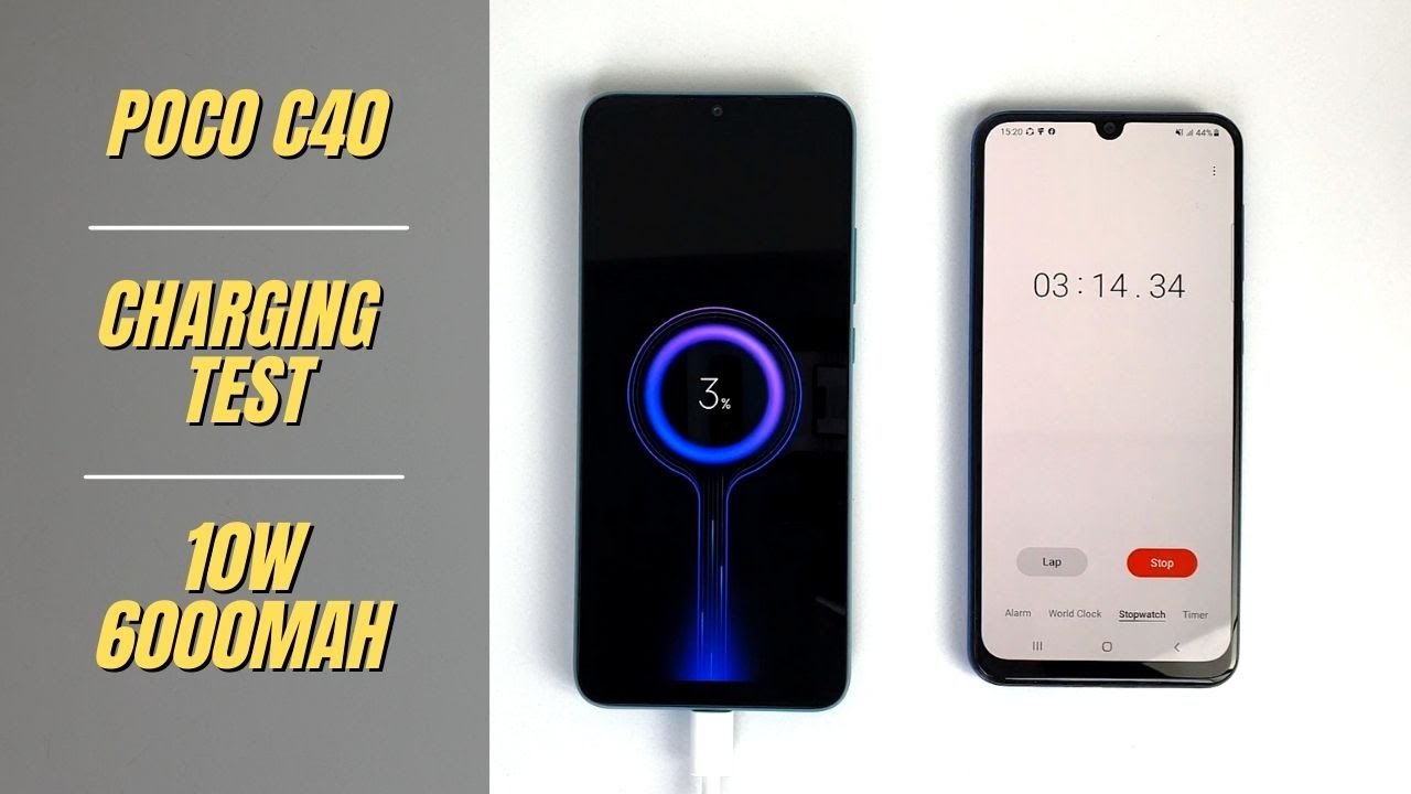Xiaomi Poco C40 Battery Charging test 0% to 100% | 10W charger 6000 mAh ...