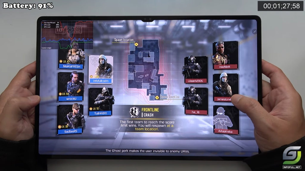 Samsung Tab S8 Ultra test game Call of Duty Mobile CODM - GSM FULL INFO
