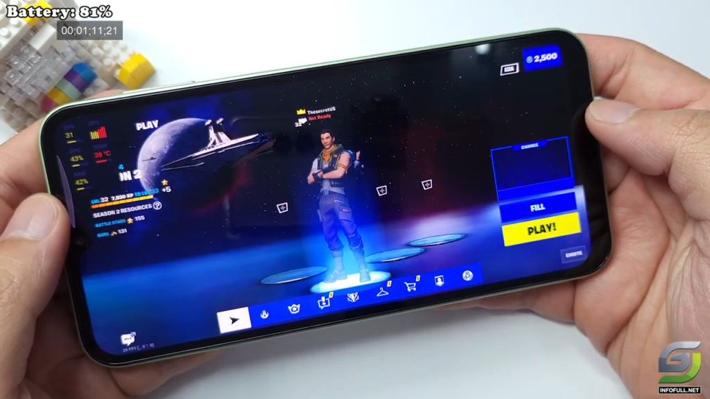 Samsung Galaxy A24 8GB test game Fortnite Mobile - GSM FULL INFO