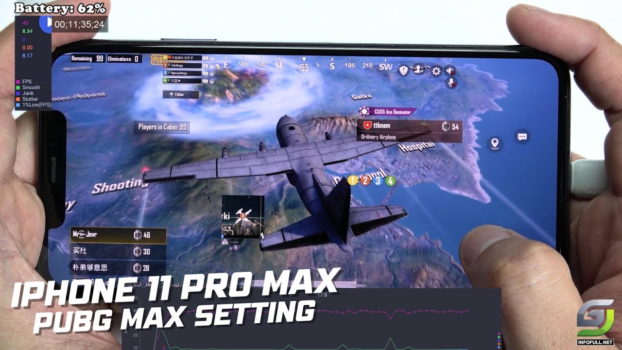 iPhone 11 Pro Max test game PUBG Max Setting 2024 - GSM FULL INFO