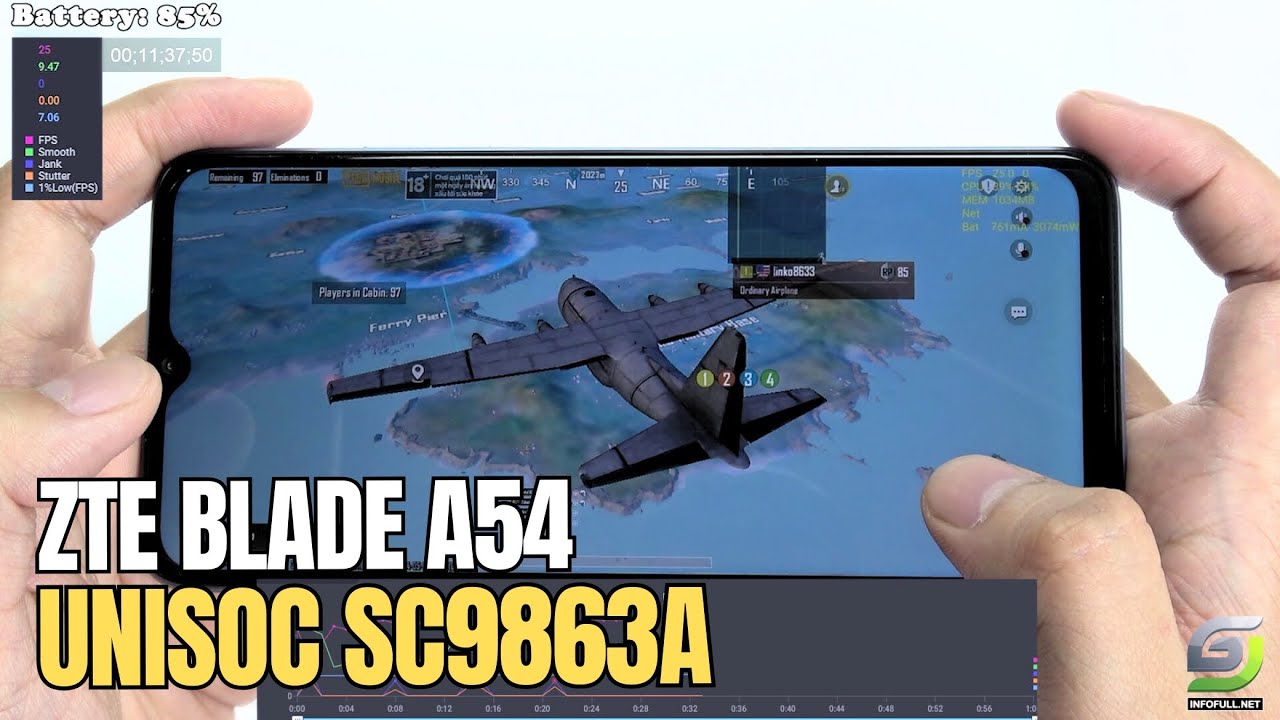 ZTE Blade A54 test game PUBG Mobile | Unisoc SC9863A - GSM FULL INFO